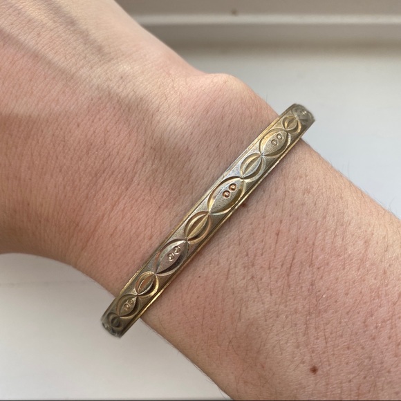 Vintage | Jewelry | Vintage Electrum Oval Football Bangle Bracelet ...